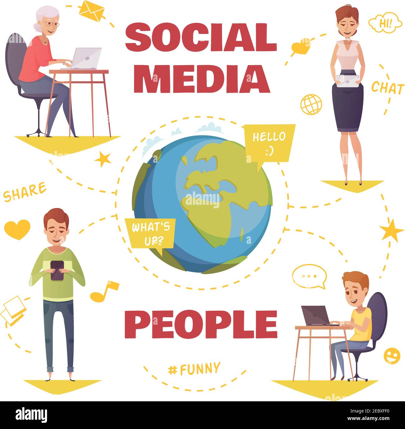 People in social media design concept with young and old persons ...