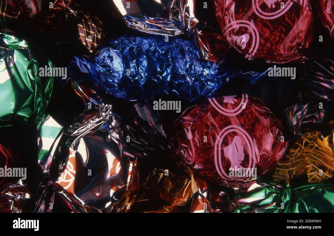 COLOURFULLY WRAPPED CHOCOLATES Stock Photo - Alamy