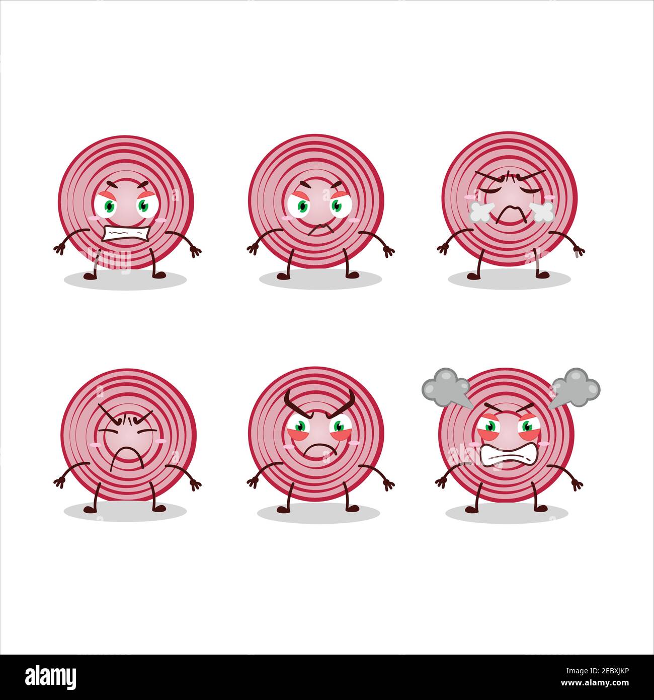 Slice of beet cartoon character with various angry expressions. Vector ...