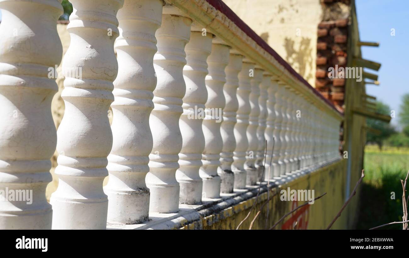 Realistic balustrade. Marble balustrade, terrace, porch or balcony ...