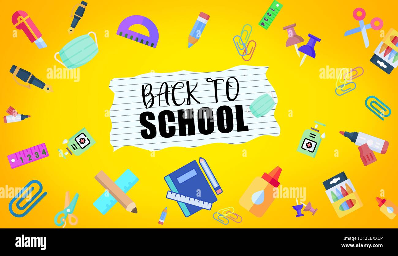 back to School Concept Backdrop with paper and study equipment modern ...