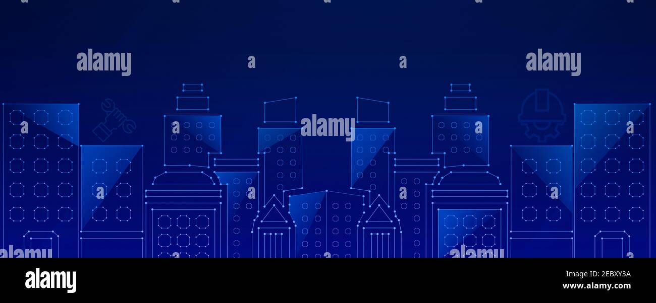 Blue Abstract Construction site background with polygon shape ...