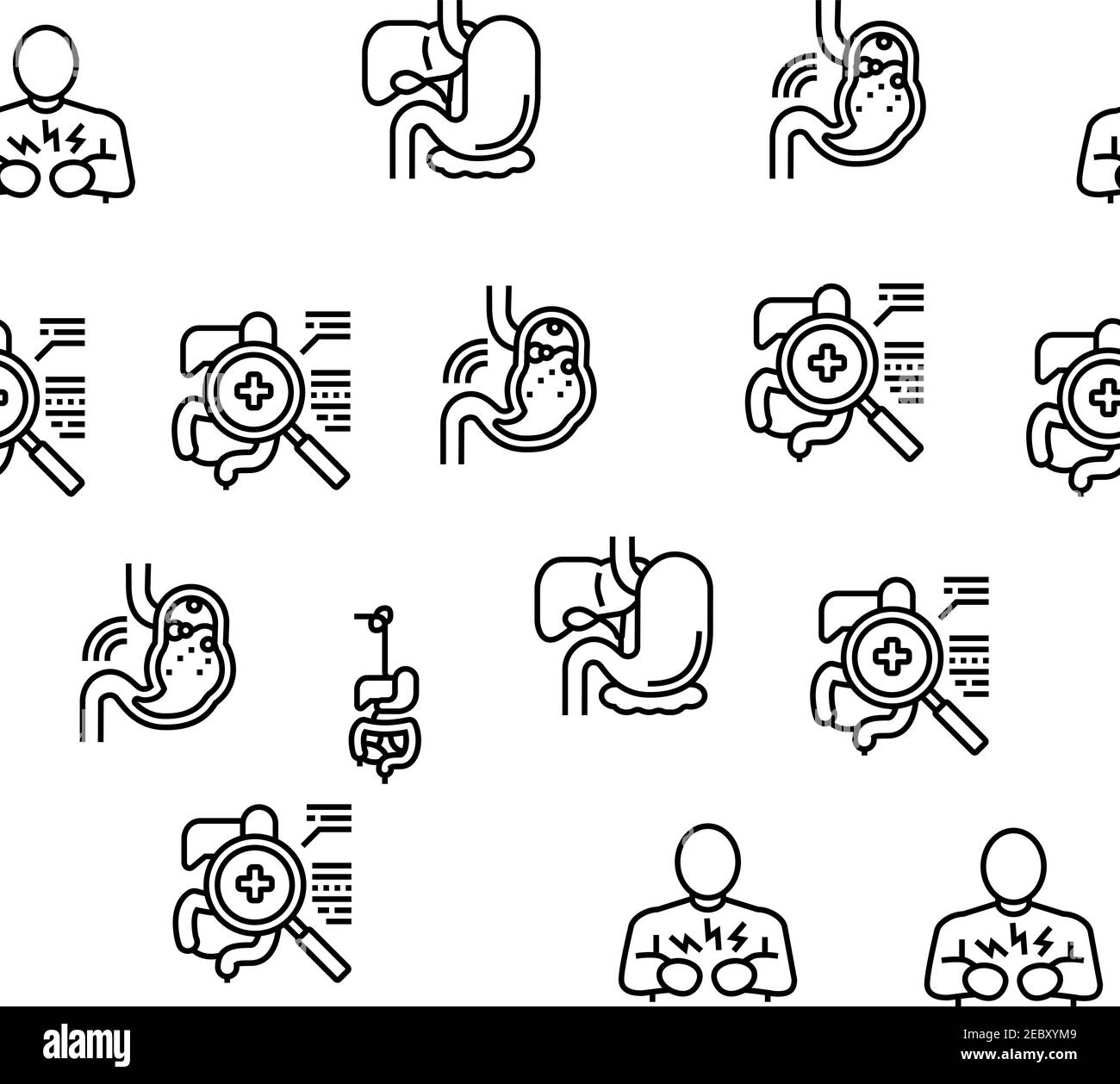 Digestion Disease And Treatment Icons Set Vector Stock Vector Image ...