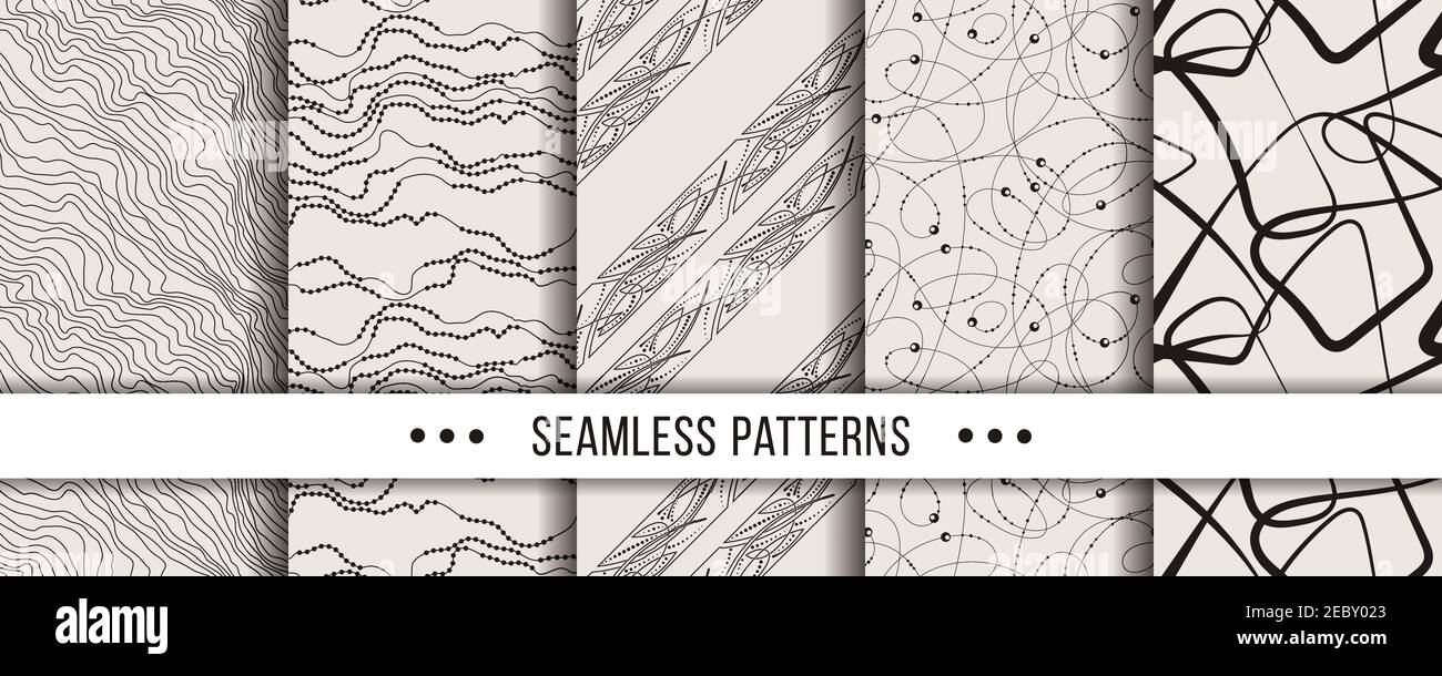 Set of strict, minimalistic seamless patterns. Collection for coloring ...