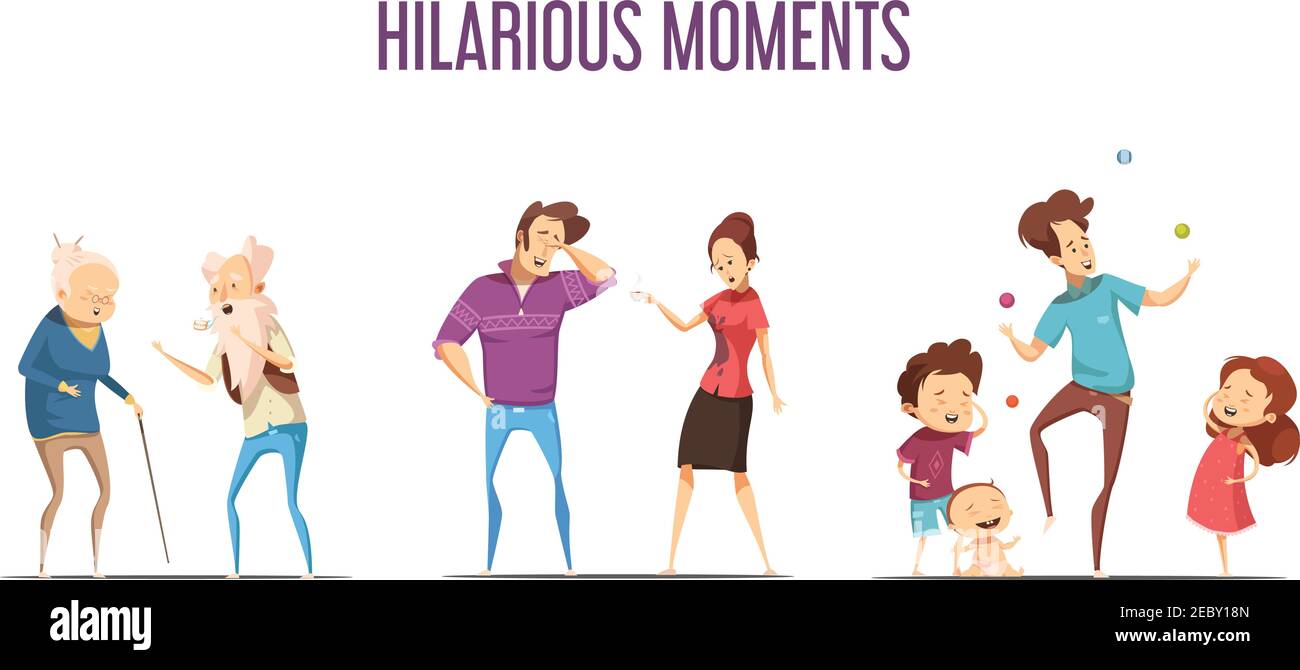 Hilarious funny life moments 3 retro cartoon icons set with couples and ...