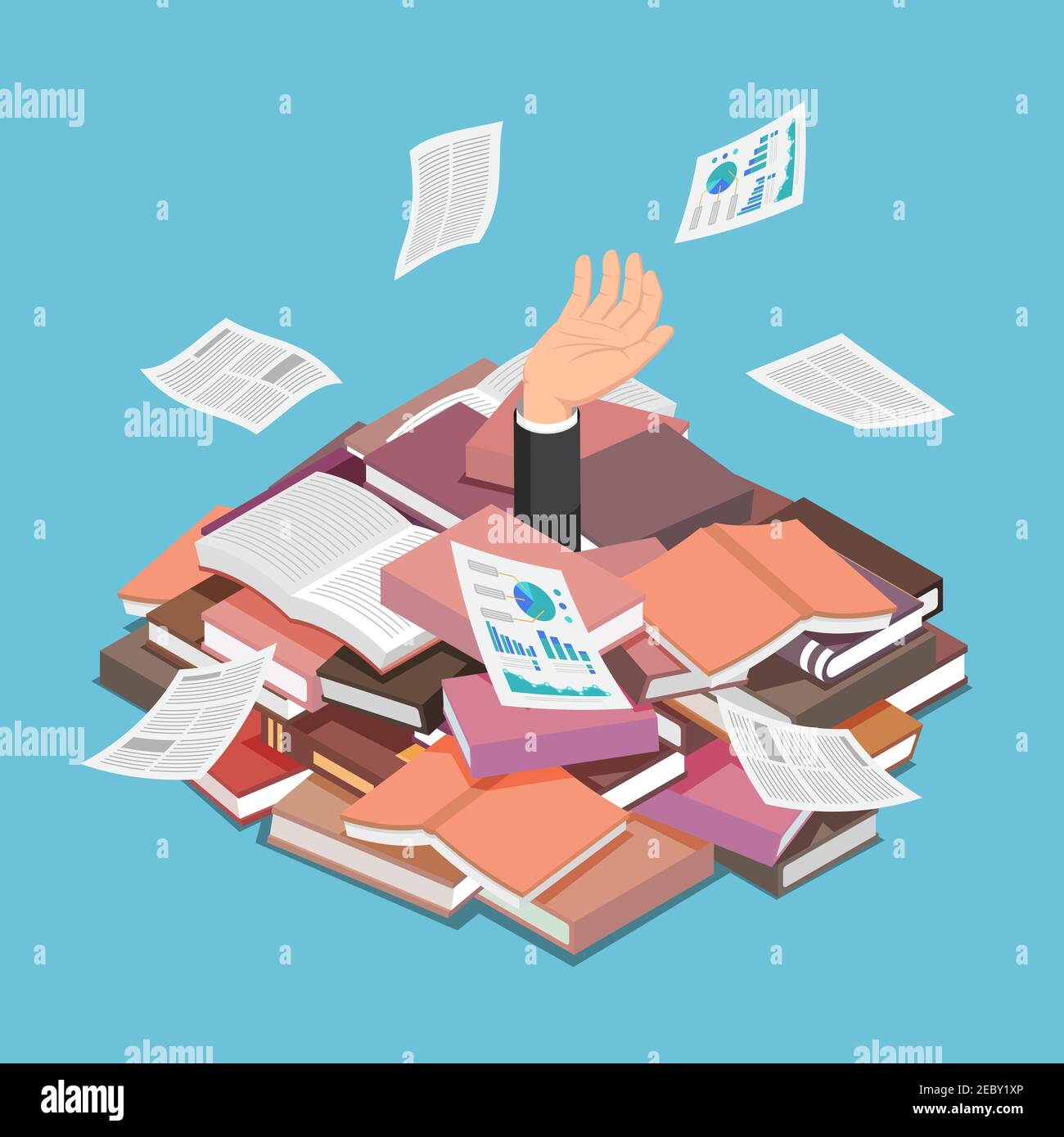 Drowning in work Stock Vector Images - Alamy
