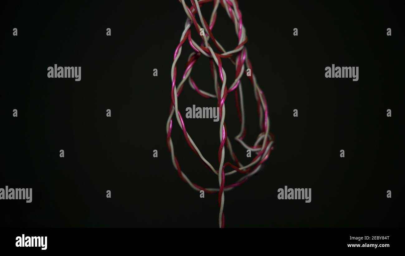 Realistic white red electrical wires with black background., Connection ...
