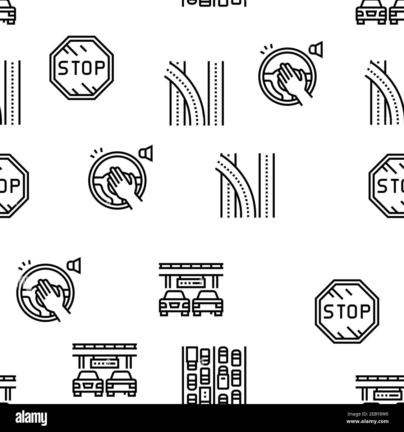 Traffic Jam Transport Vector Seamless Pattern Stock Vector Image & Art ...