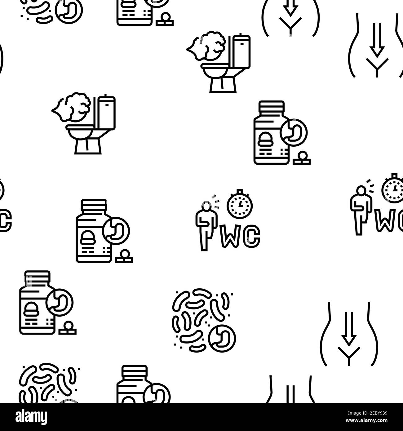 Digestion Disease And Treatment Icons Set Vector Stock Vector Image ...