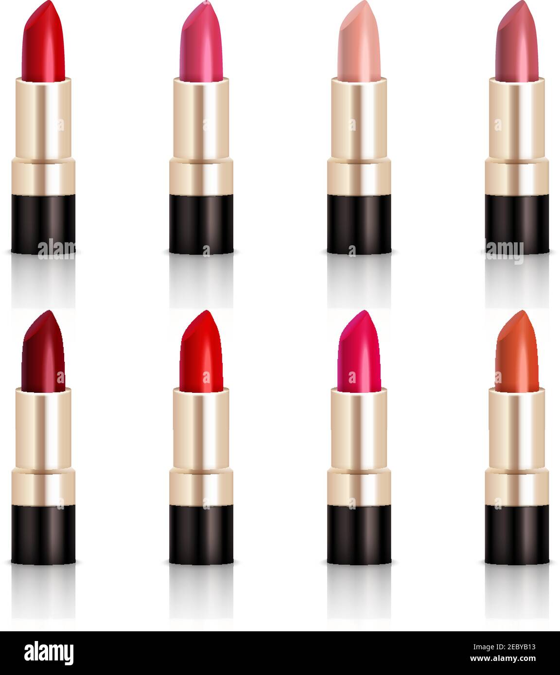 Lipstick assortment set with glossy colors realistic isolated vector ...