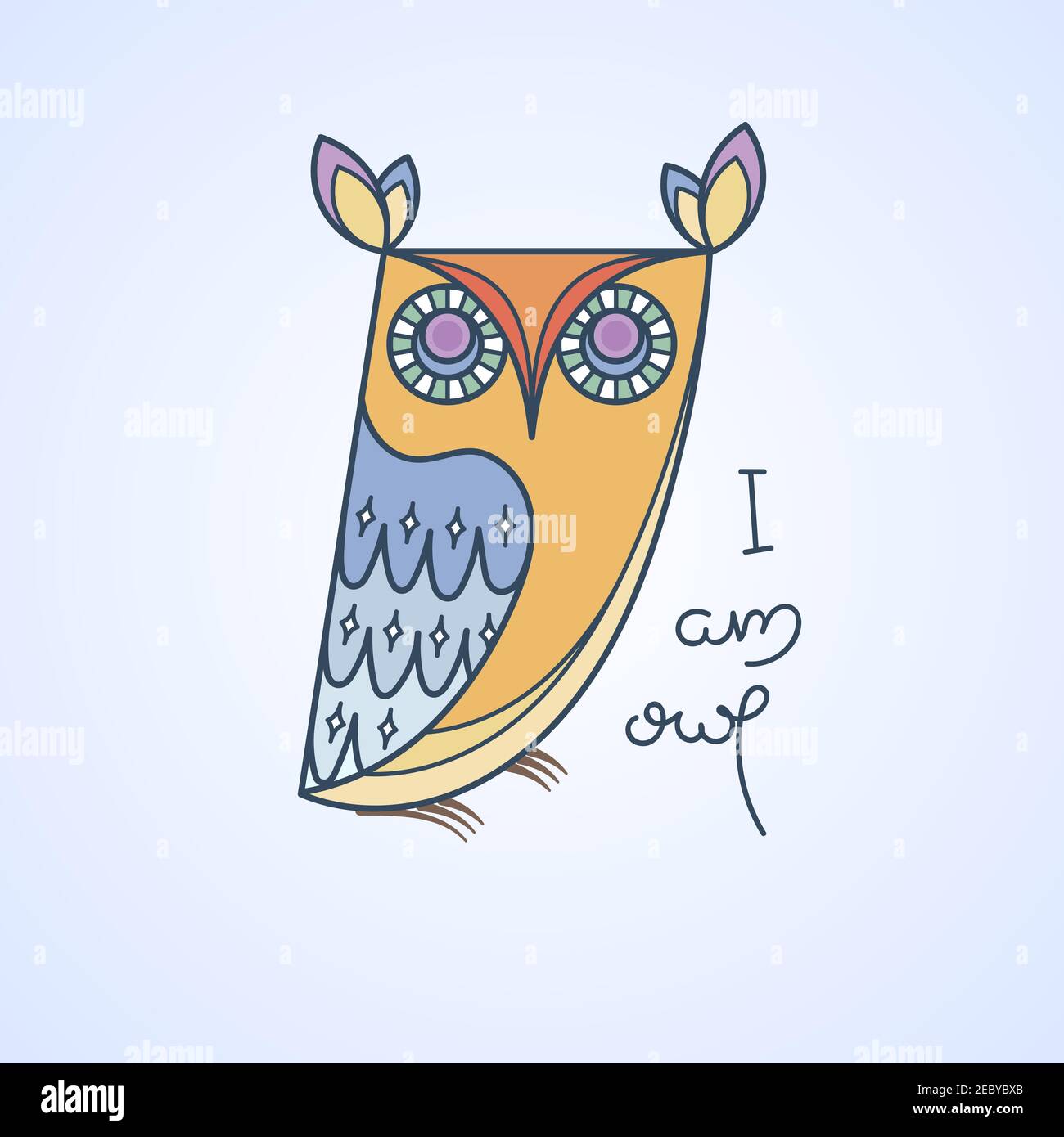 I am owl logo. Doodel isolated emblem design. Kids education symbol. Vector illustration Stock ...