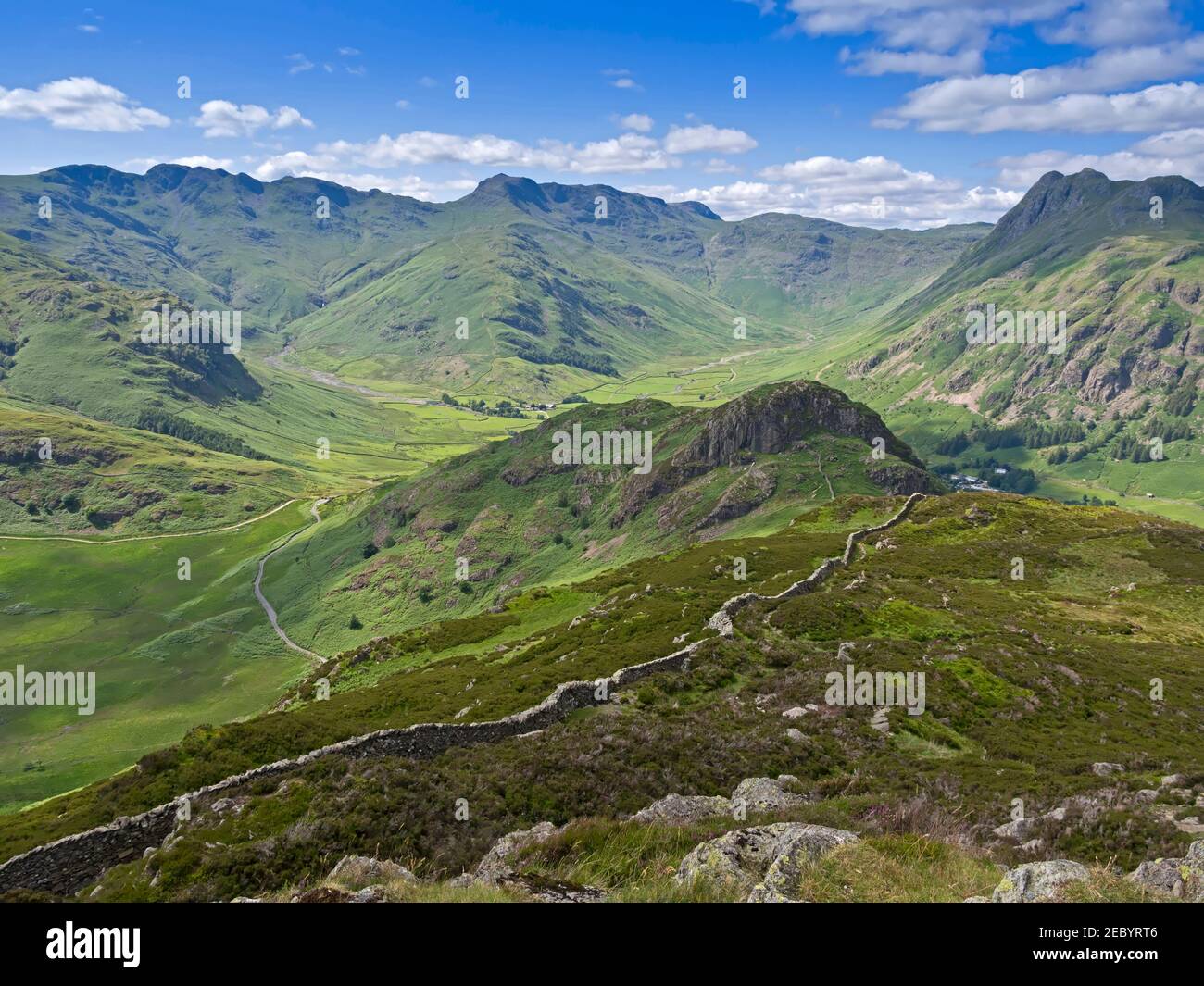 Great Langdale from Lingmoor Fell, Lake District, Cumbria Stock Photo ...