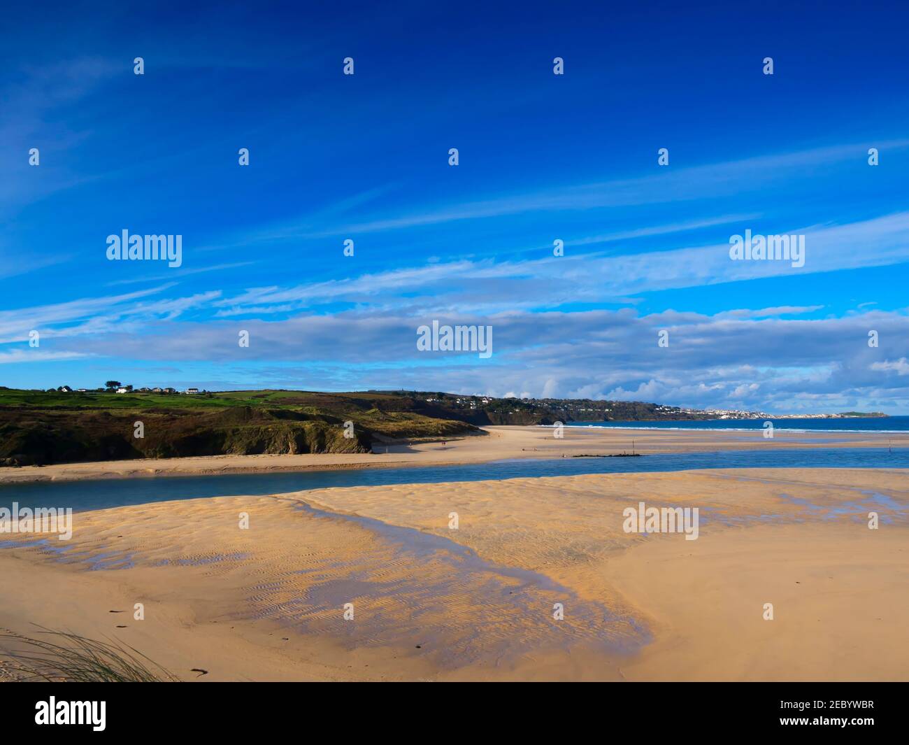 Hayle Estuary, Cornwall. Riviere Sands at the mouth of the estuary ...