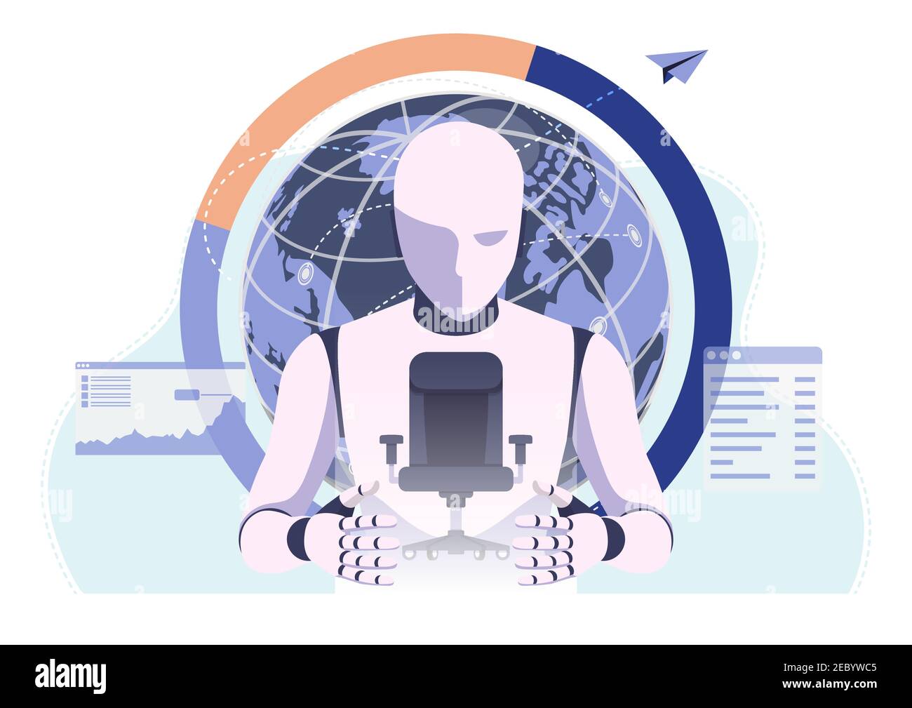 Ai Robot Protecting Office Chair. Artificial Intelligence Take Over The ... Ai Robot Protecting Office Chair. Artificial Intelligence Take Over The ...