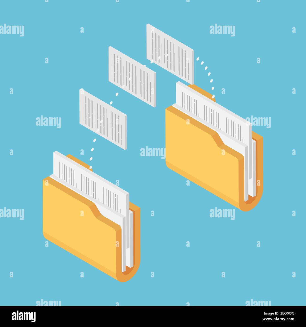 Flat 3d Isometric Two Folders Transferring Files Documents. File ...