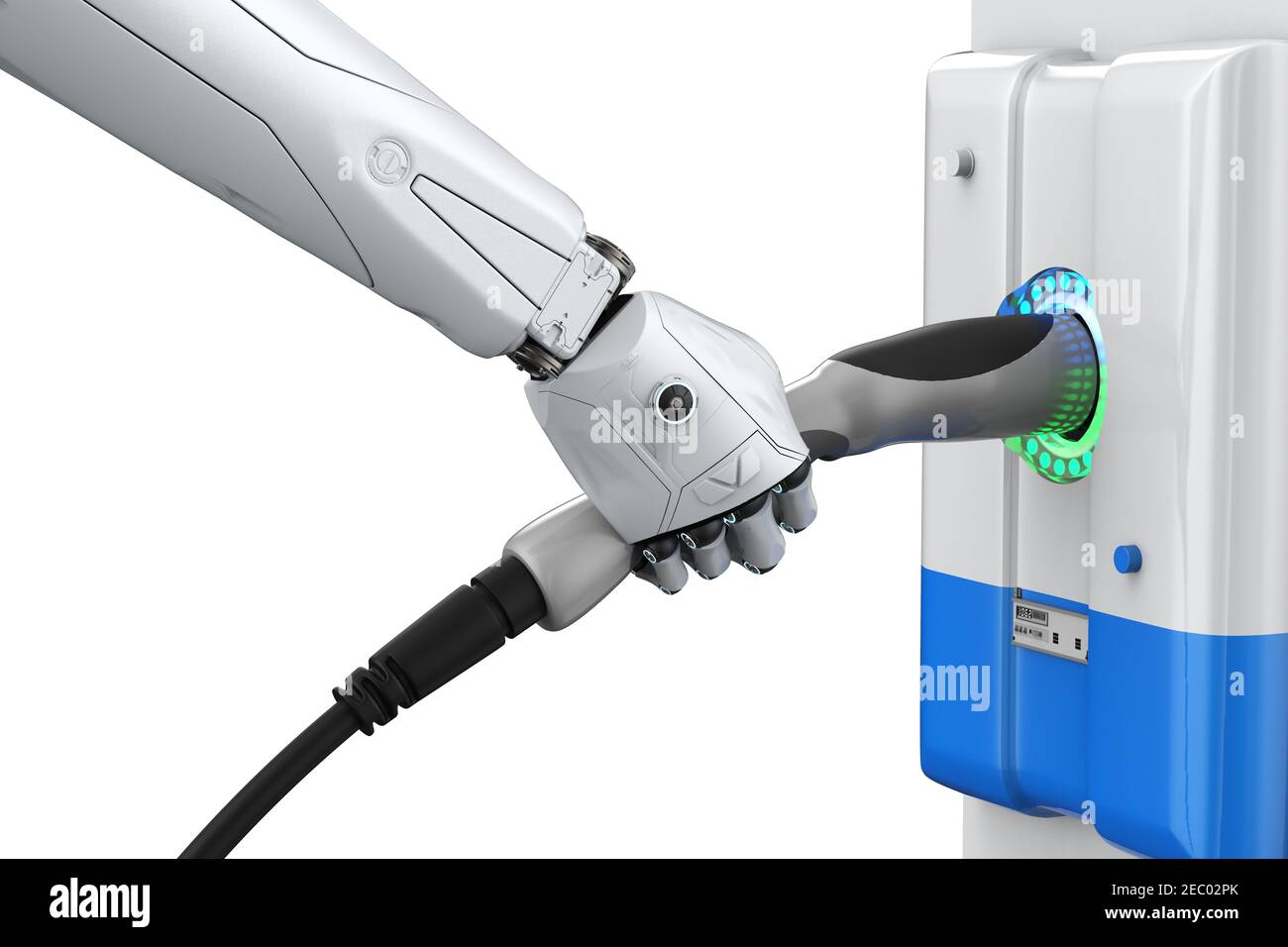 Automatic electric recharge station concept with 3d rendering robot ...