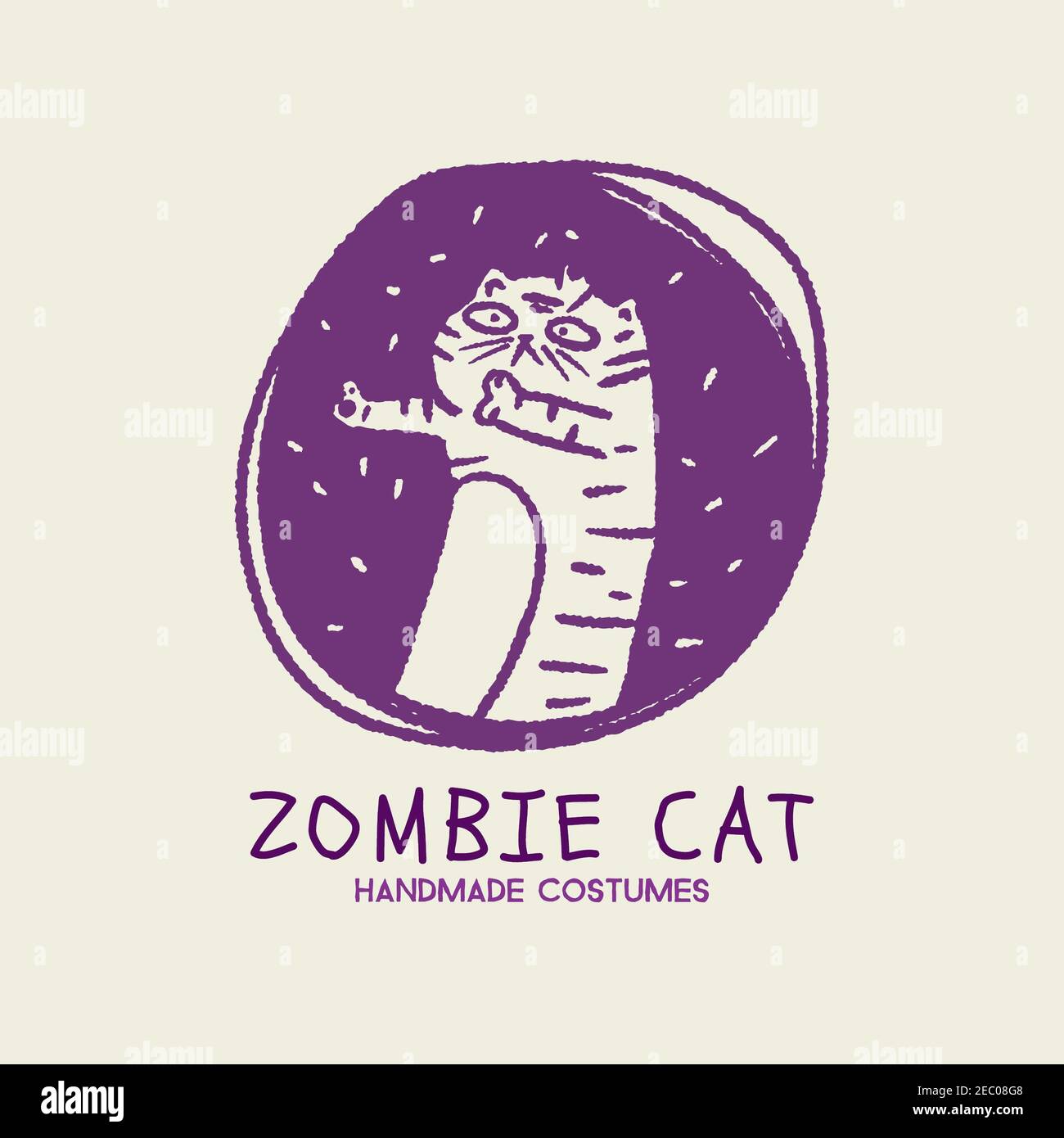 handmade costume store logo with a zombie cat illustration Stock Photo ...
