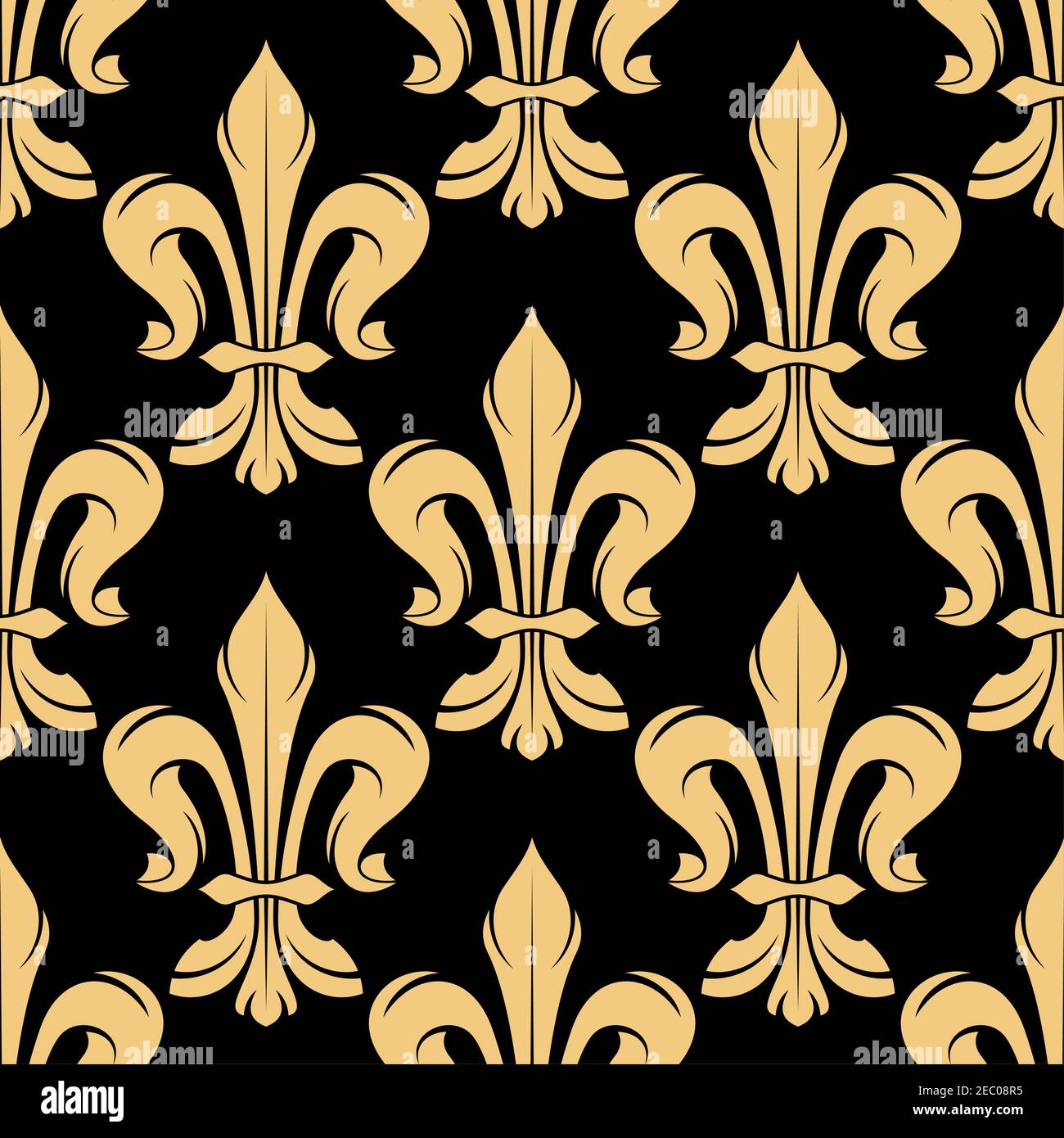 Black and golden seamless fleur-de-lis pattern of royal heraldic lily ...