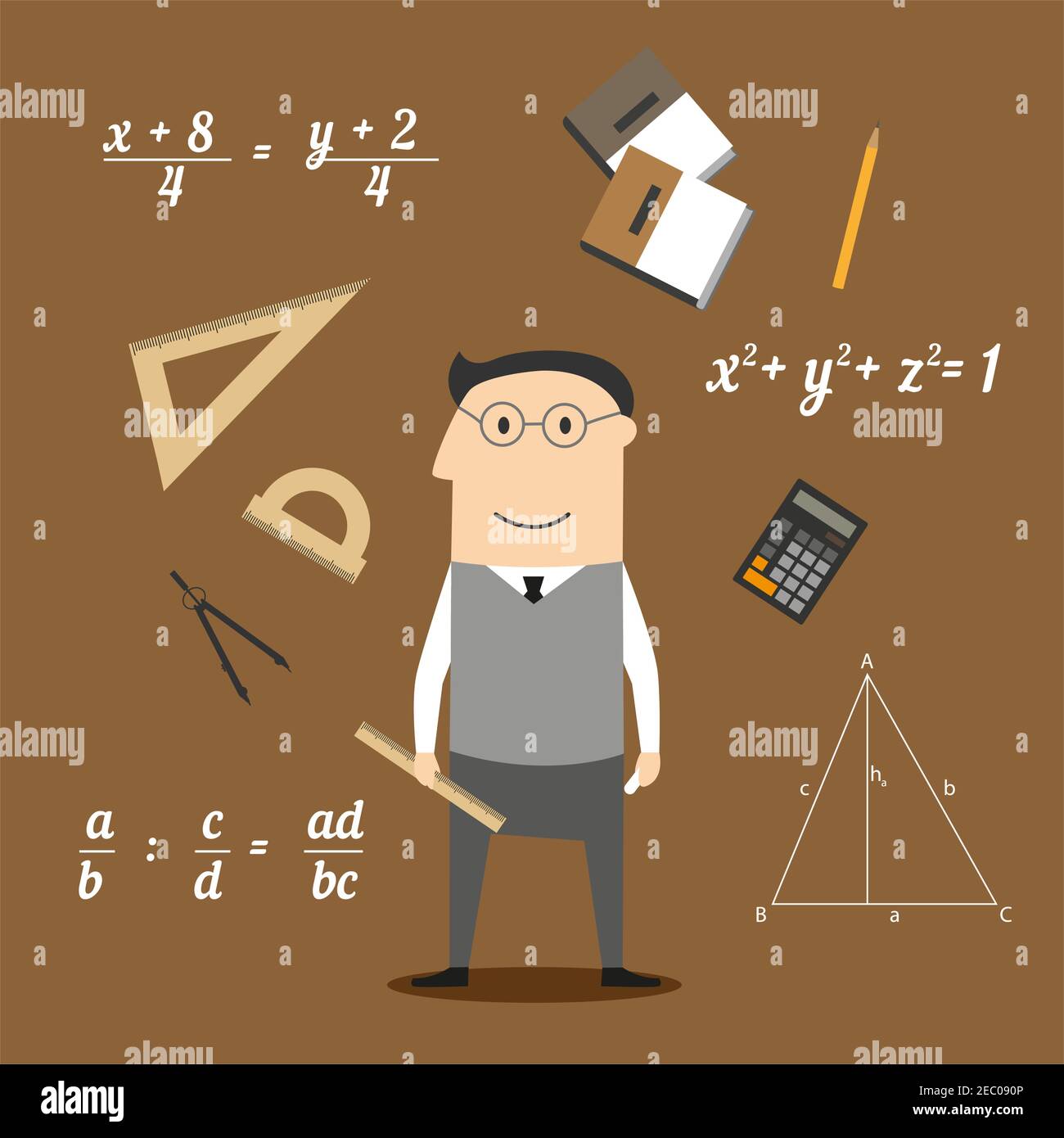 Mathematician profession concept design with teacher in glasses ...