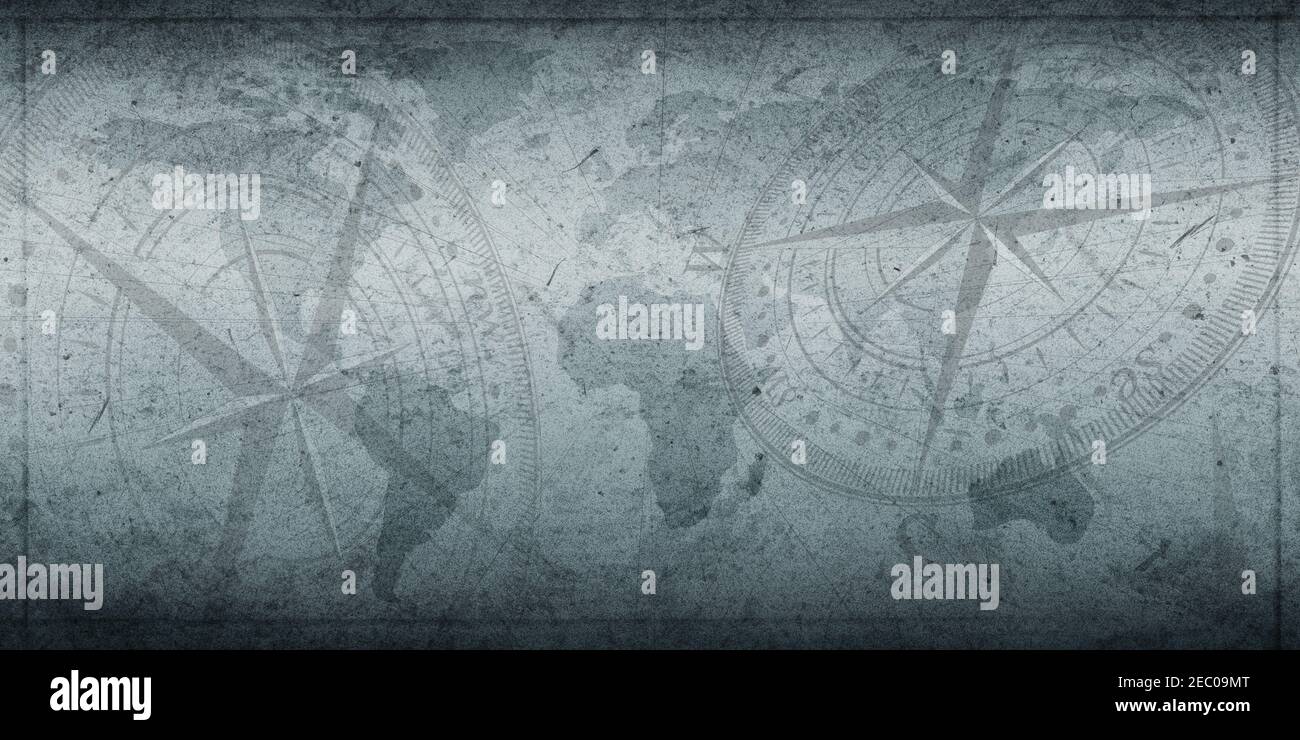 Ancient Time old compass with background and map concept. Historical ...