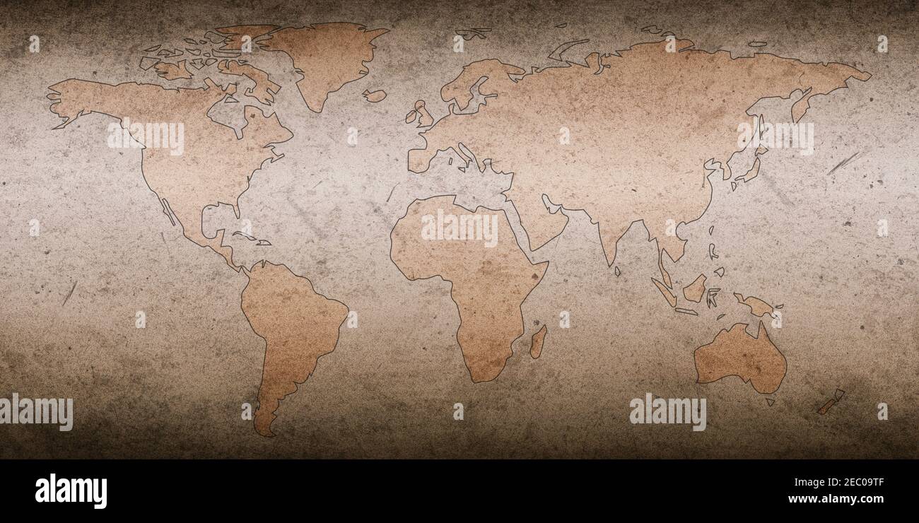 Historical Ancient World map on a old paper texture backdrop. Beautiful ...