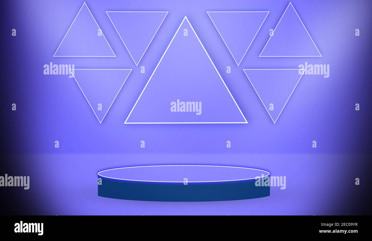 Blue 3D Rendered Stage Illustration Abstract backdrop with triangle in ...