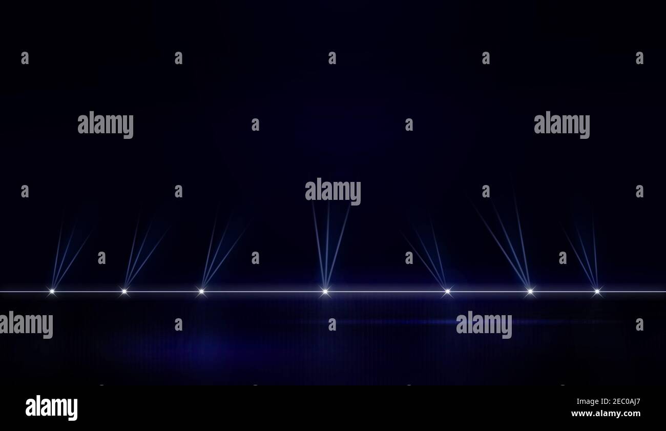 Modern Stage Lights Blinking with Blue surface 3D Rendered Illustration ...