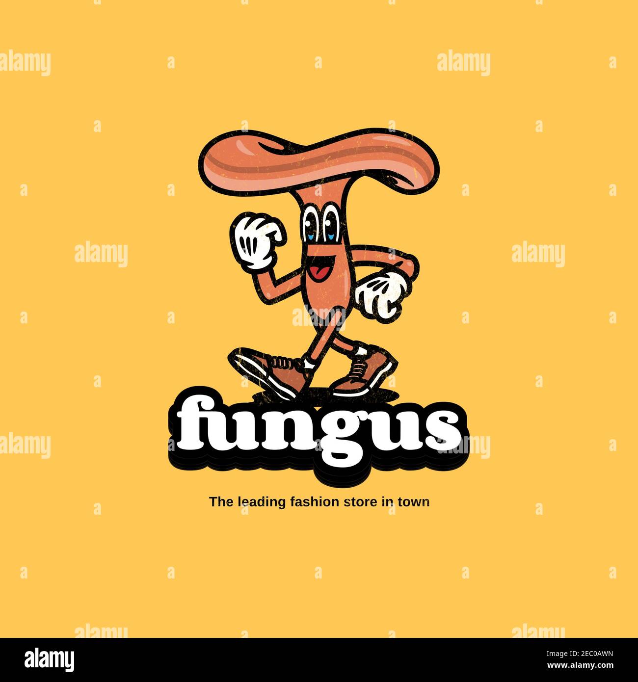 logo for a clothing brand with a cartoonish mushroom graphic Stock ...