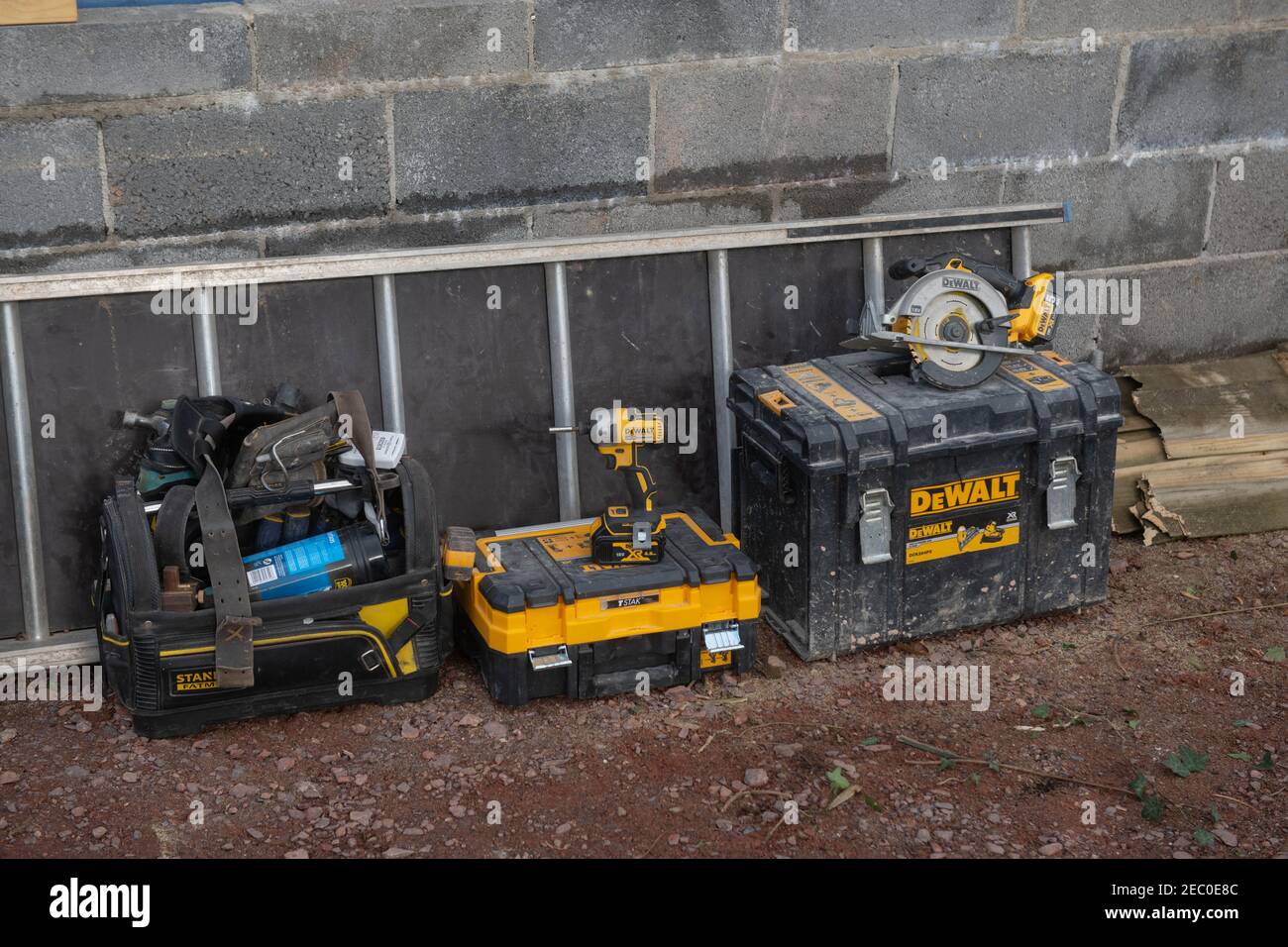 Battery Operated Rechargeable DeWalt Power Tools in a Tool Box on a ...