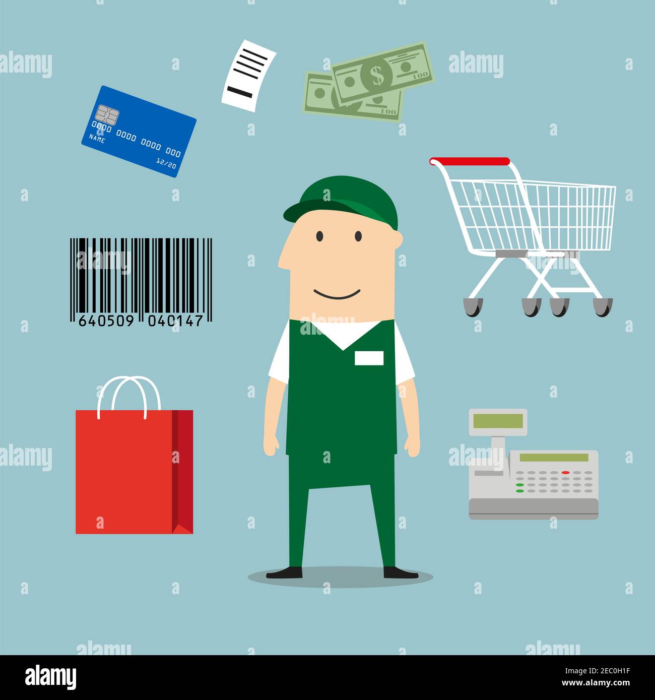 Groceries Customer Shop Assistant Stock Vector Images Alamy