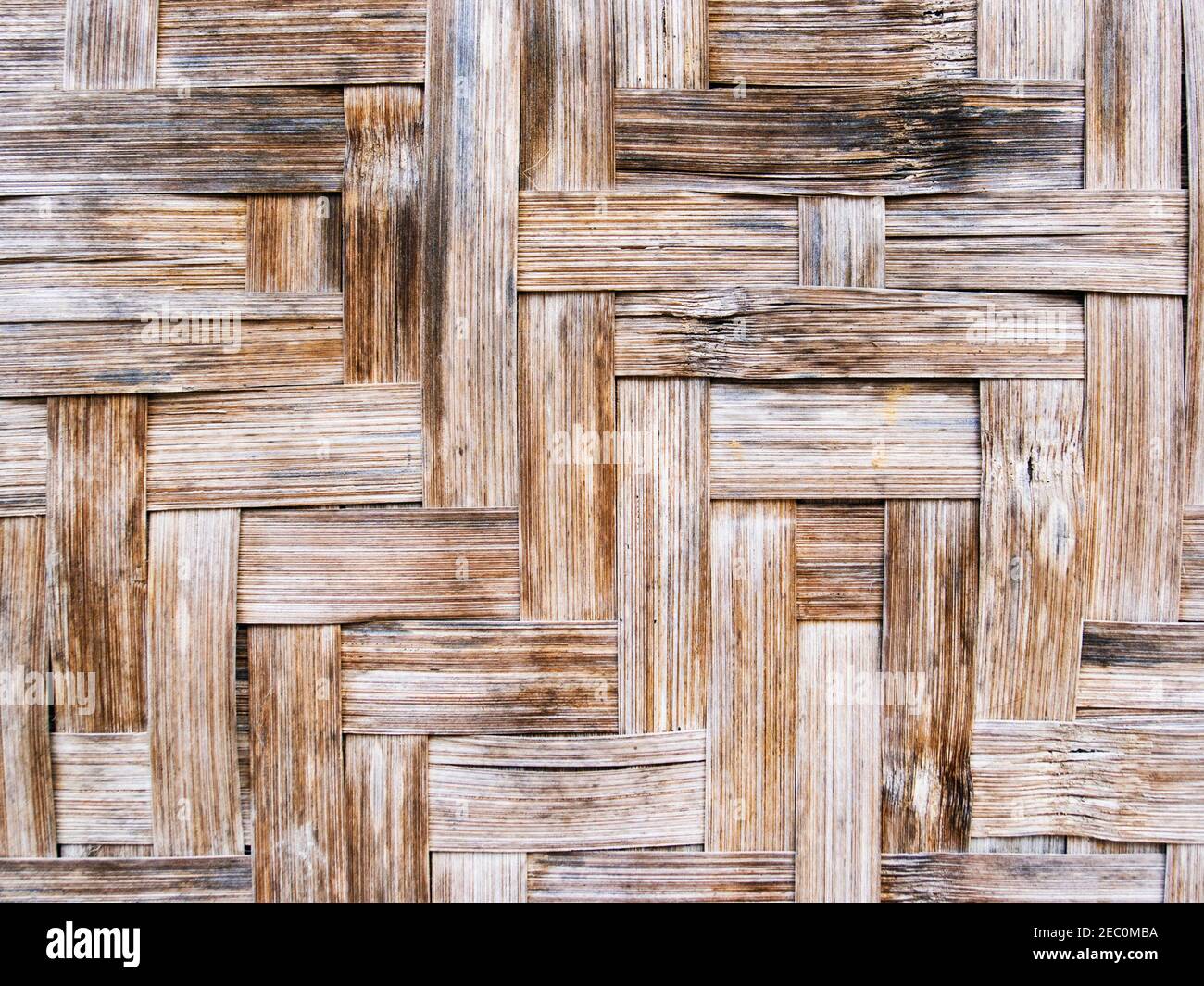 Rustic woven floor surface closeup photo. Wicker wooden background ...