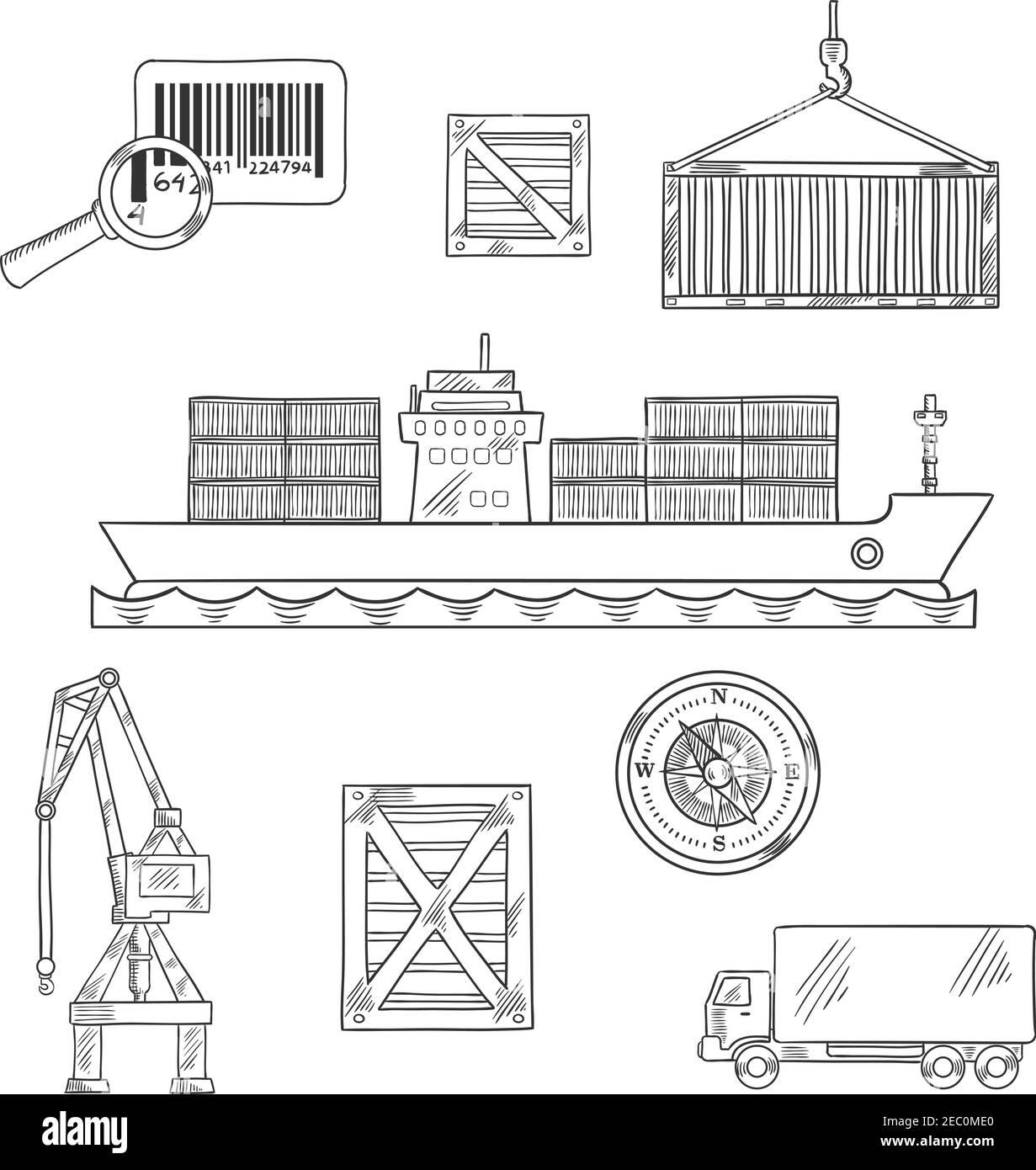Container containers merchant navy Stock Vector Images - Alamy
