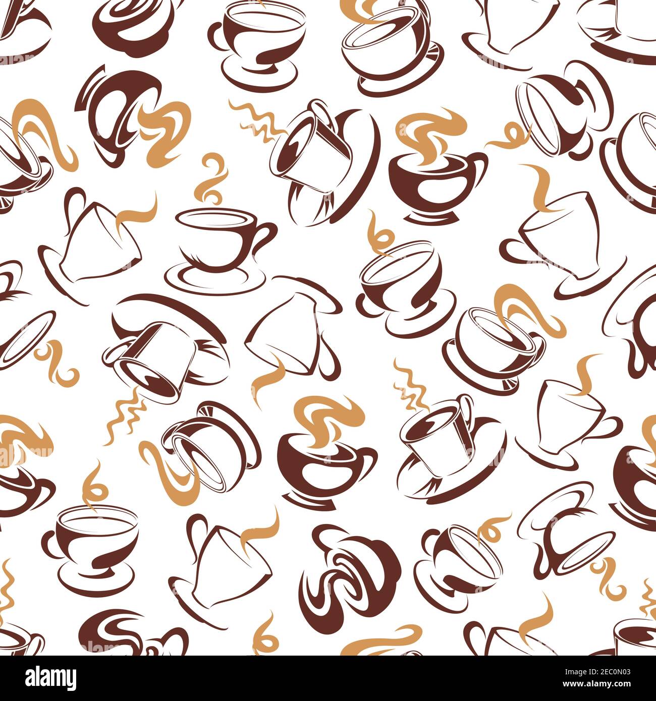 Fresh brewed coffee drinks background for cafe shop interior or textile ...