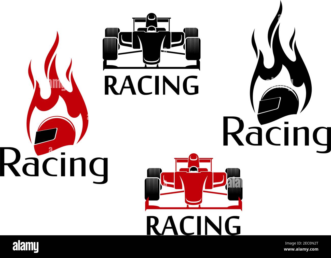 Car racing symbols in red and black colours for motorsport competition ...