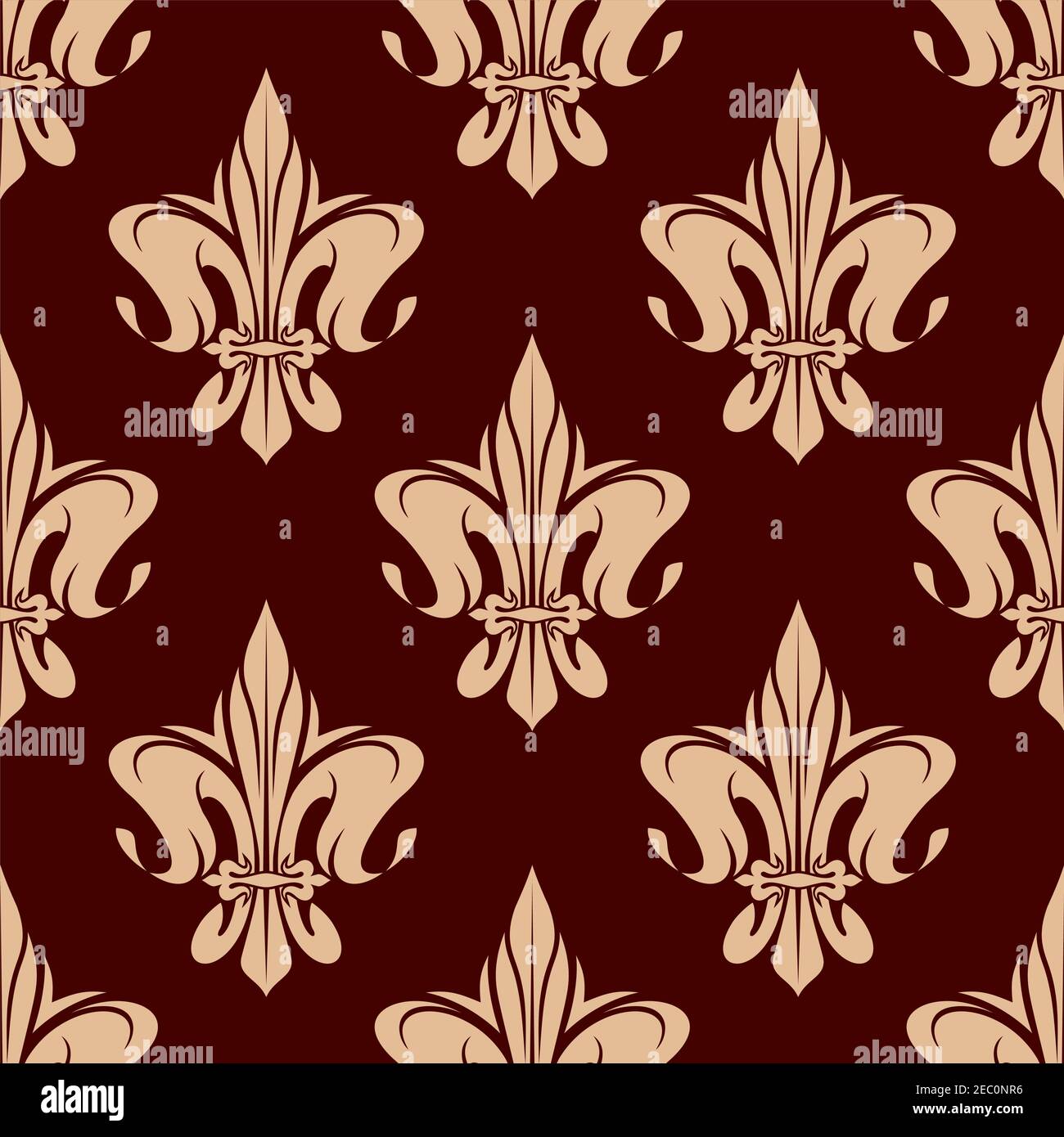 Seamless royal french fleur-de-lis pattern in brown and beige colors ...