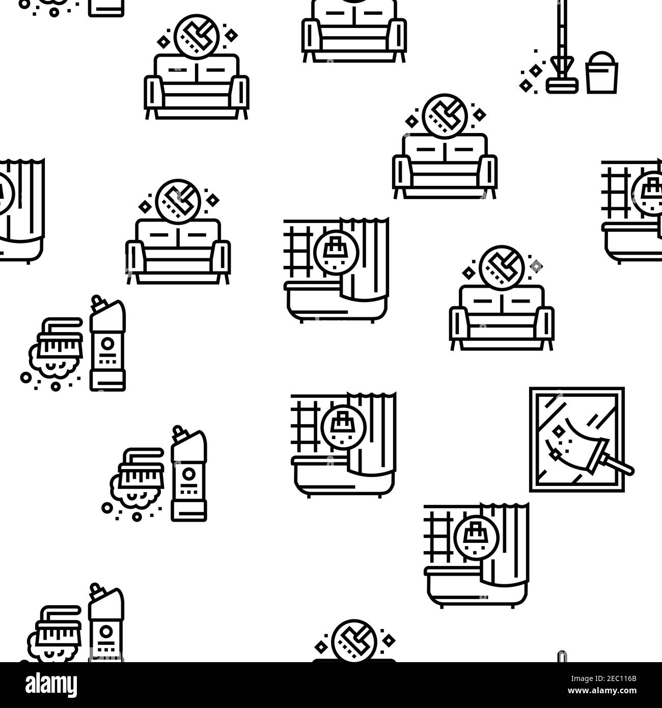 Housekeeping Cleaning Vector Seamless Pattern Stock Vector Image & Art ...