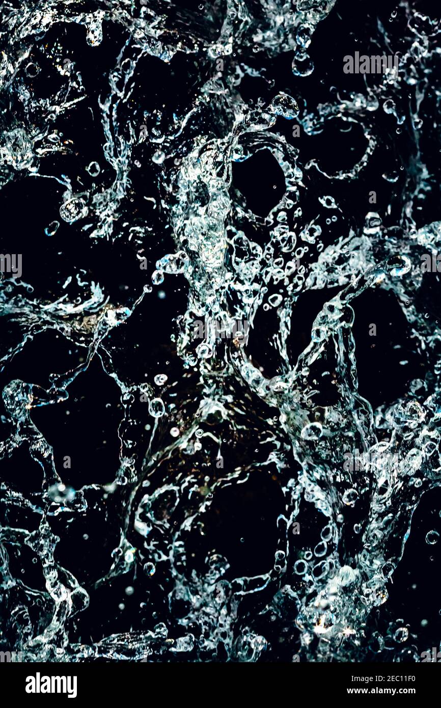 Collection of water flow on isolated black background Stock Photo - Alamy