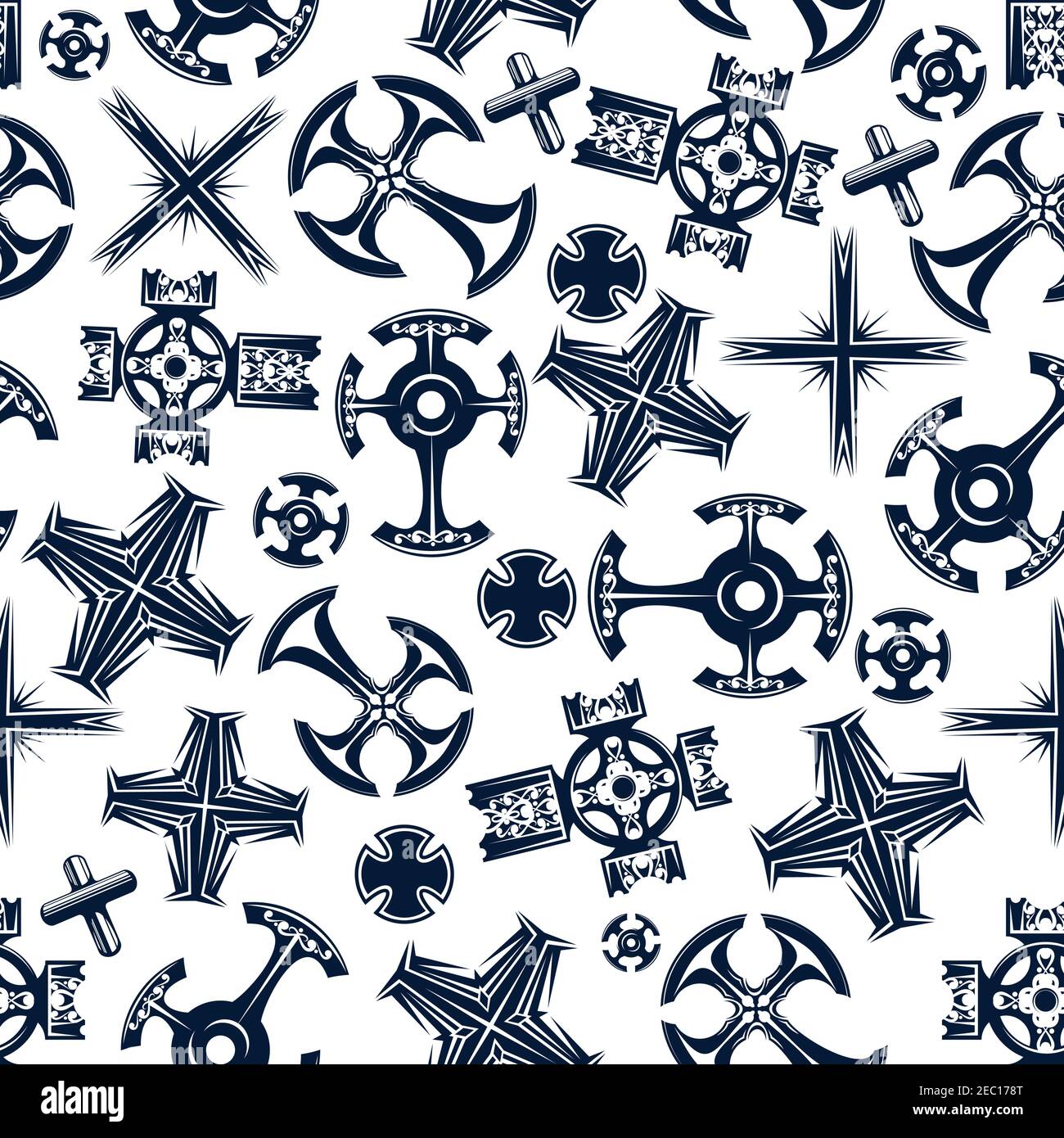 Seamless religious crucifix pattern with blue ancient celtic and ...