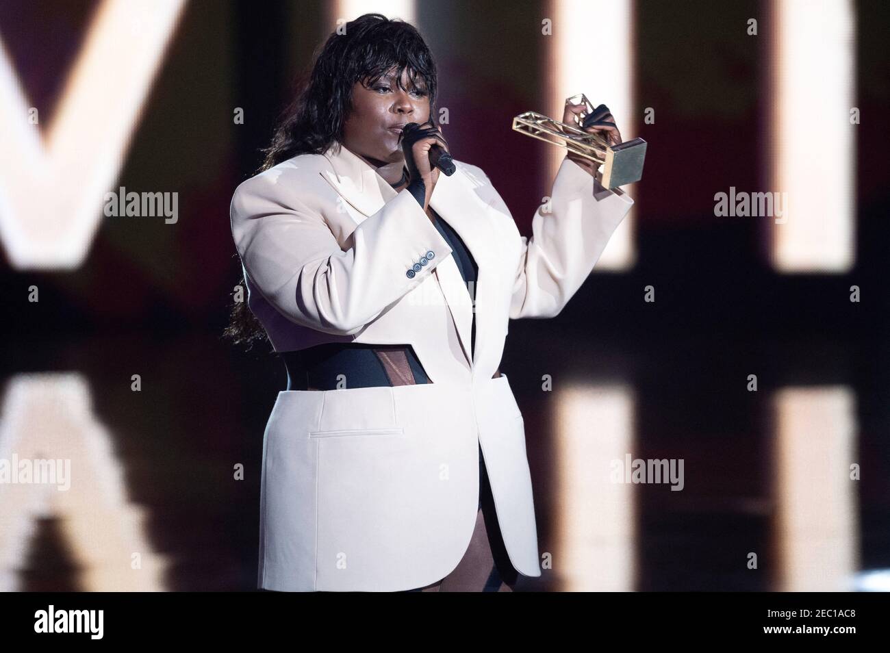 Yseult receives the best female newcomer of the year award during the ...