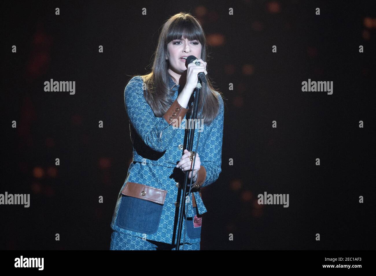 Clara Luciani performs on stage during the 36th Victoires de la Musique ...