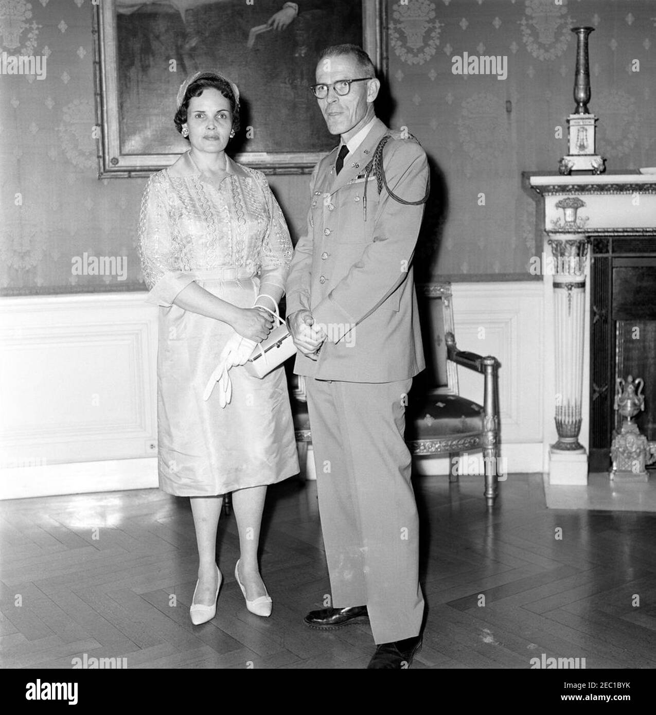 Military Reception at the White House, 6:00PM. Two unidentified guests ...