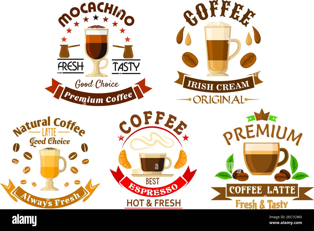 Premium natural espresso coffee, mochaccino, latte and irish cream ...
