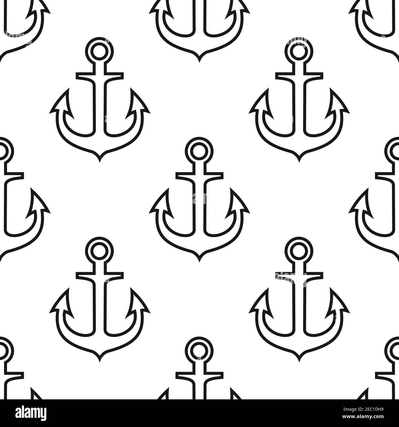 Black and white marine themed background with seamless pattern of ...