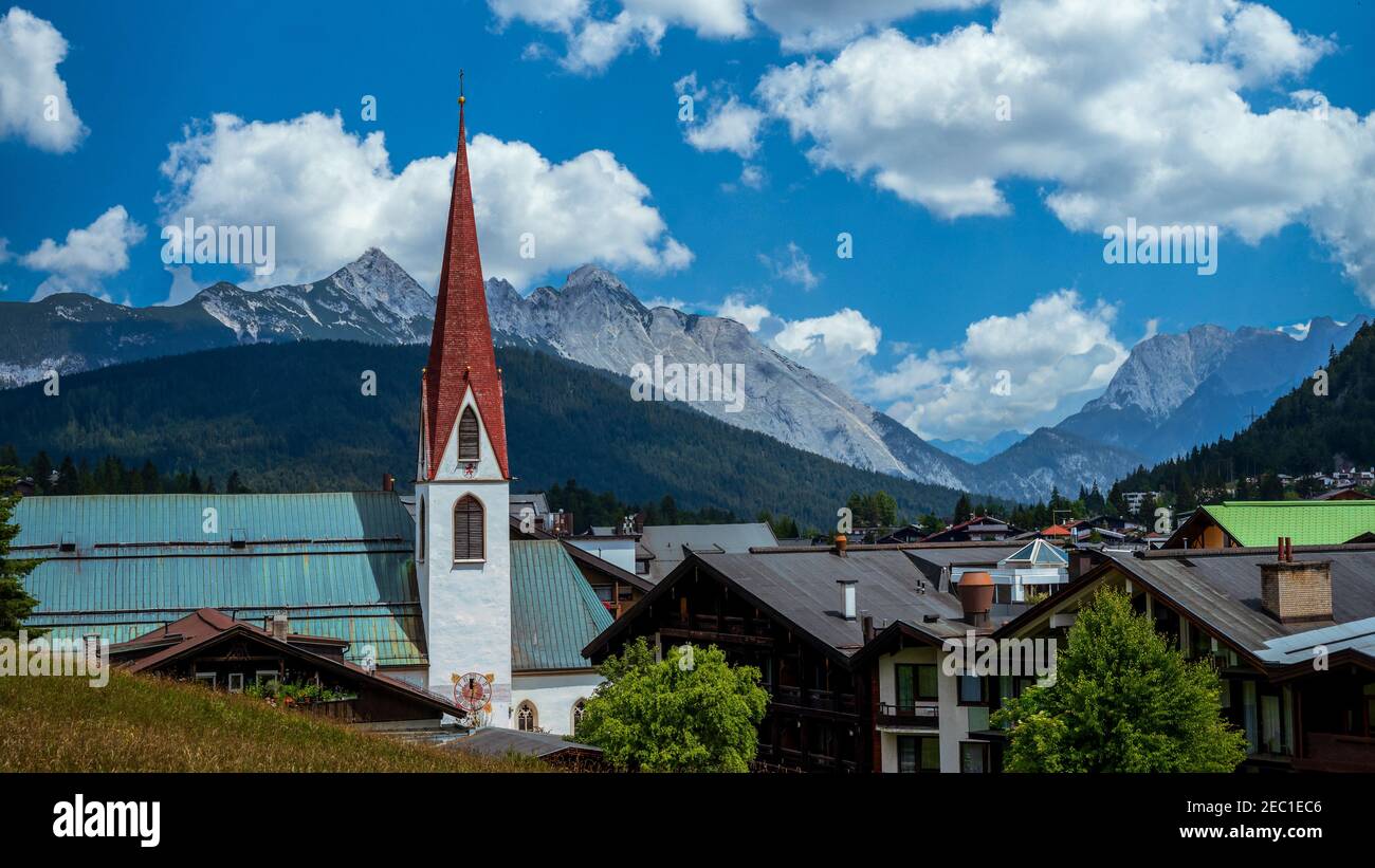 Aerial shot of beautiful Seefeld in Tirol village in Austria Stock ...