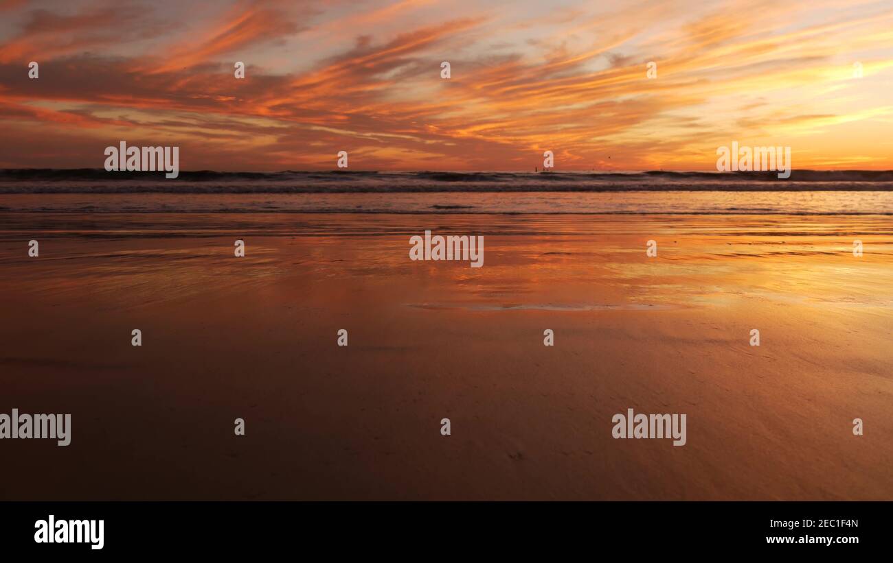 California summertime beach aesthetic, golden sunset. Vivid dramatic ...