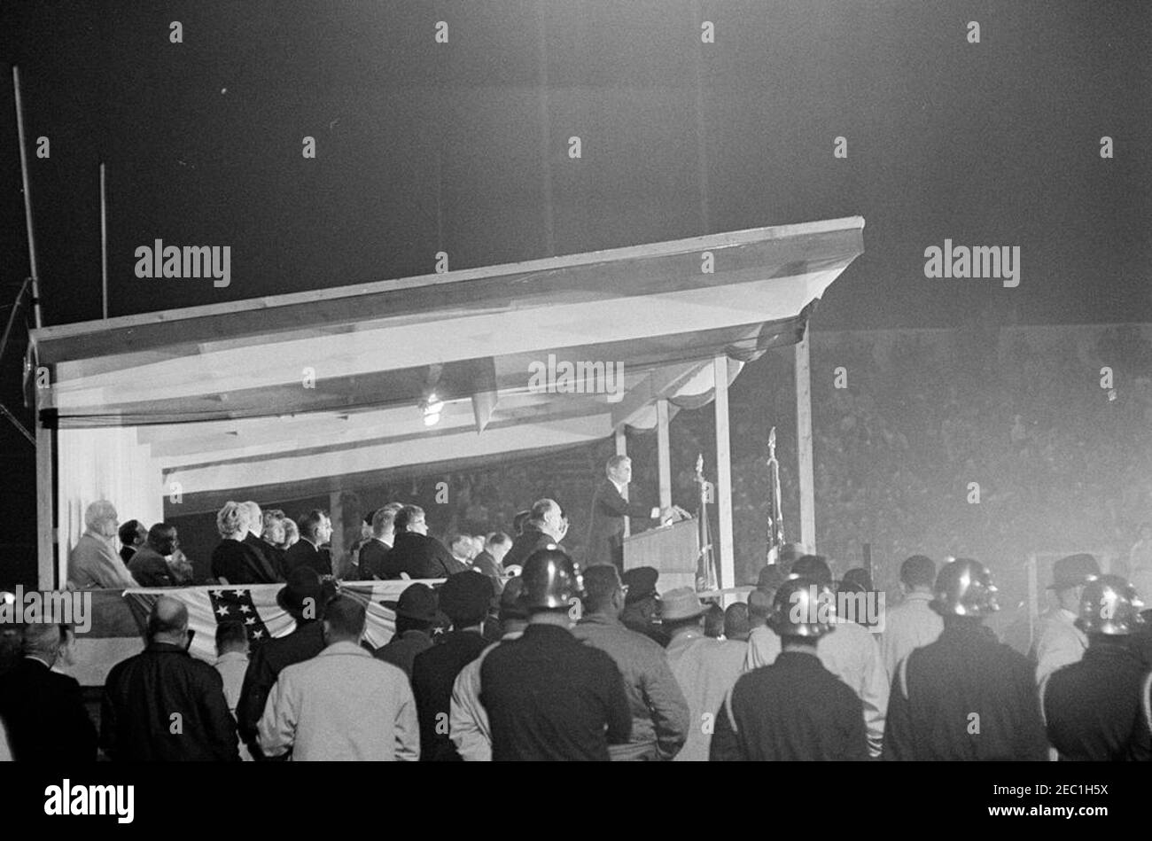 Campaign trip to West Virginia. President John F. Kennedy (at lectern ...