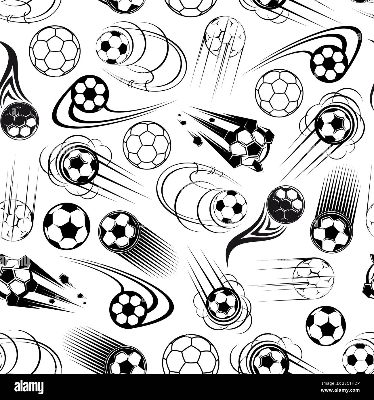 Black and white football or soccer seamless pattern for sports club or ...