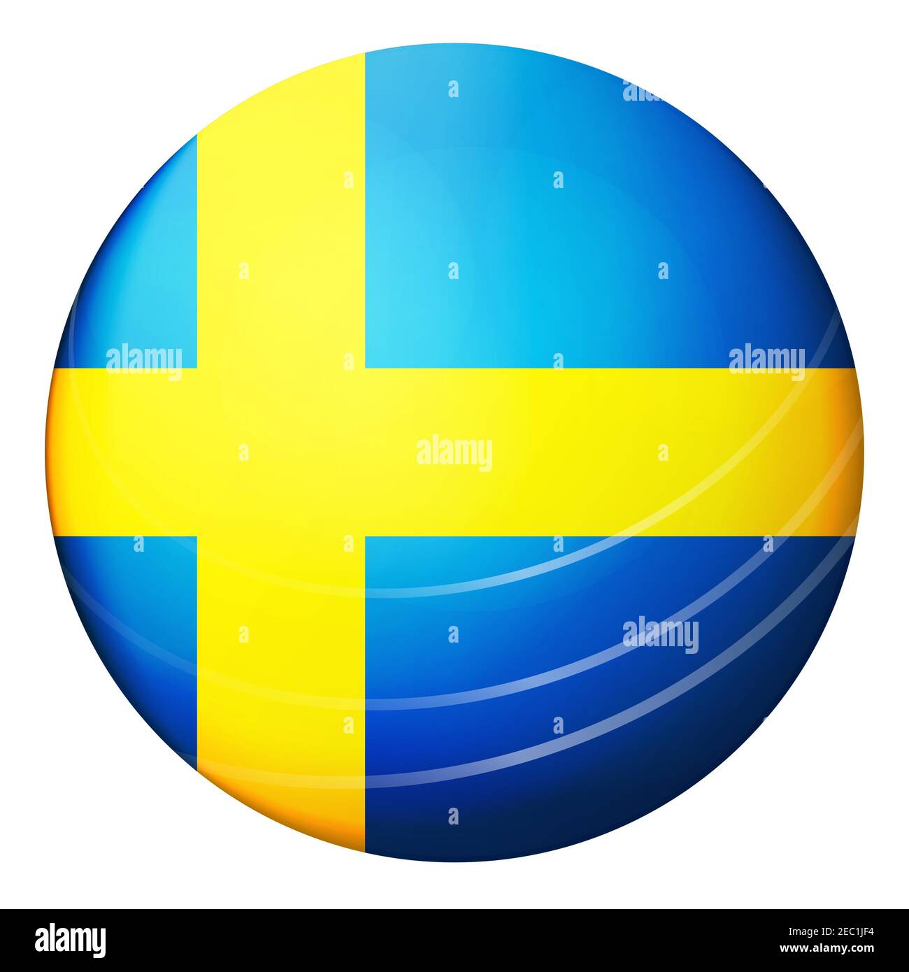 Glass light ball with flag of Sweden. Round sphere, template icon ...