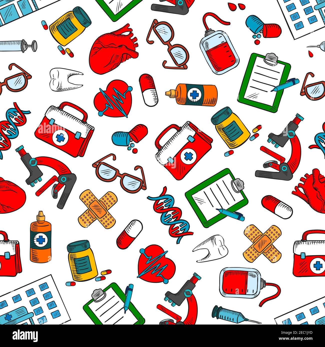 Seamless medical checkup and health care background with colorful ...