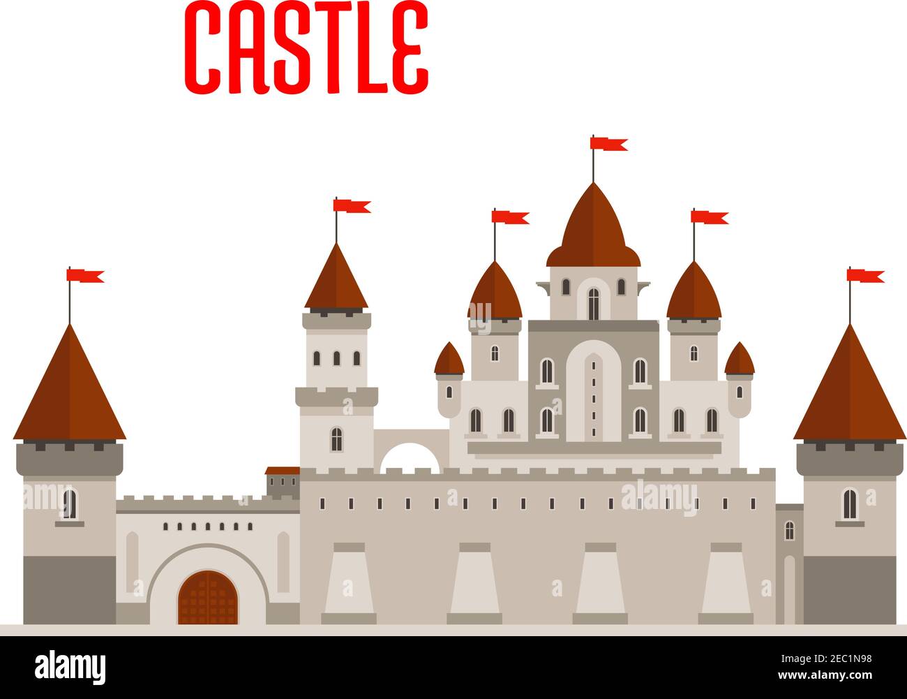Fantasy royal castle building with beautiful palace in roman style with ...